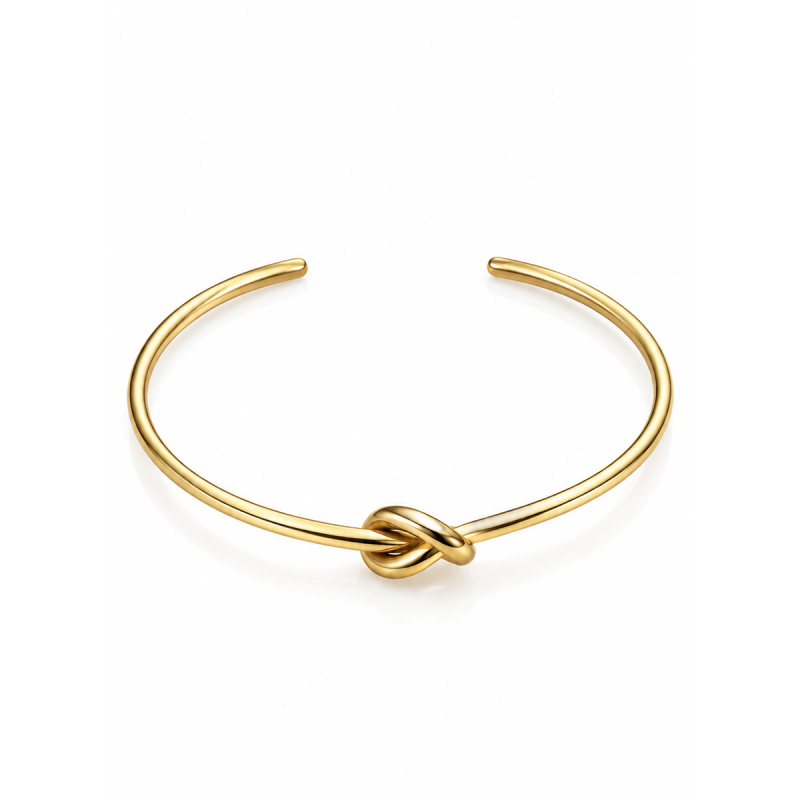 OPEN KNOT SILVER BANGLE WITH GOLD PLATED