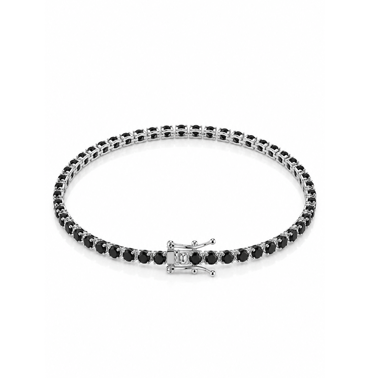 SILVER TENNIS BRACELET WITH BLACK ZIRCONIA