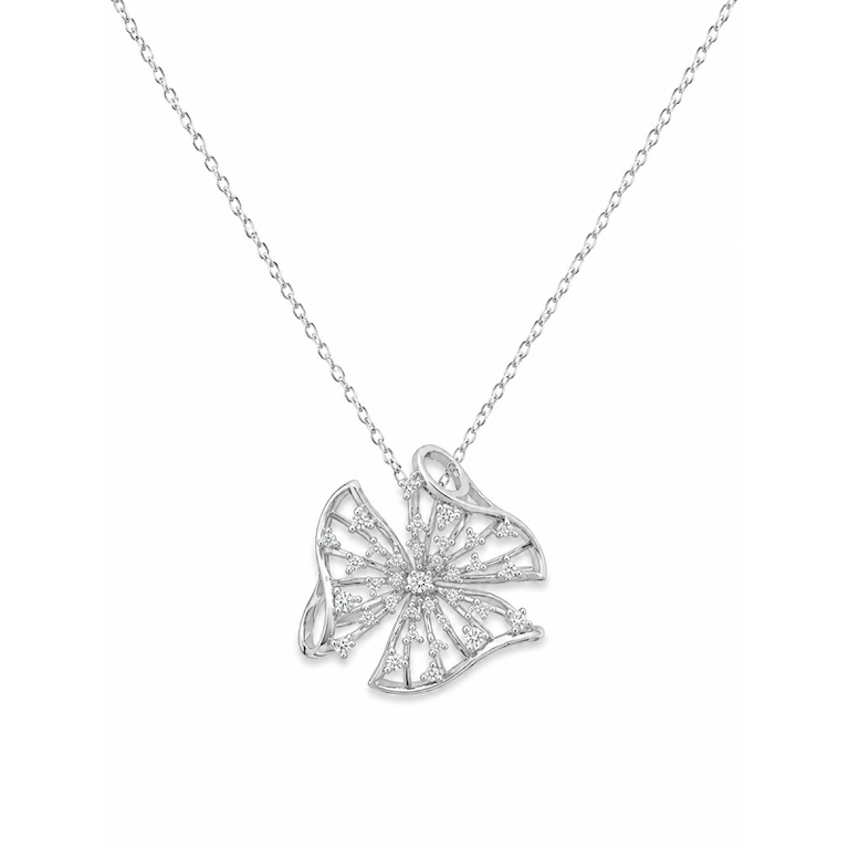 SILVER FLOWER NECKLACE WITH ZIRCONIA