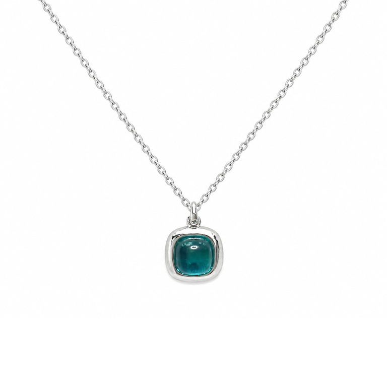 SILVER NECKLACE WITH GREEN ZIRCONIA
