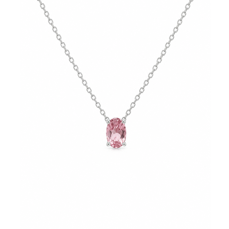 STELLA SILVER NECKLACE WITH PINK ZIRCONIA