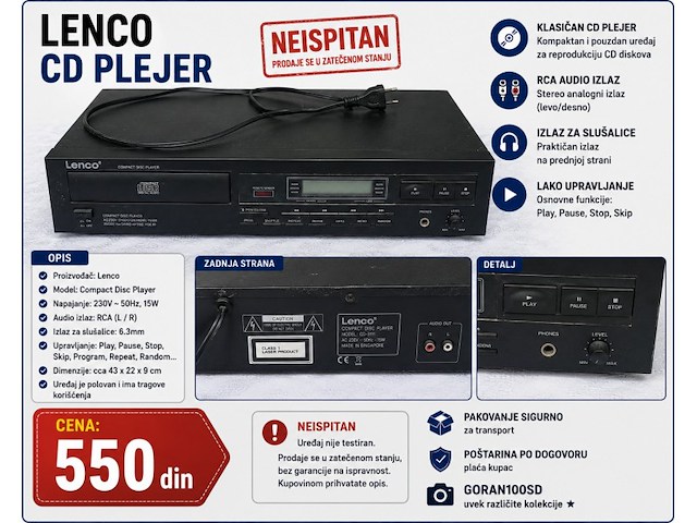 Lenco CD plejer – neispitan
