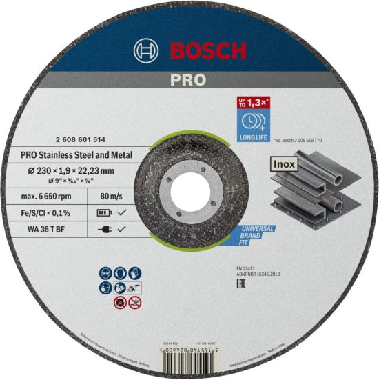 Bosch PRO Stainless Steel and Metal rezna ploča 230x1.9 mm WA 36 R BF izvijena (2608601514)