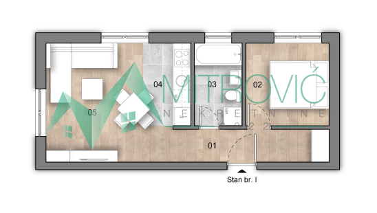 Jednoiposoban stan na prodaju, 36m2, 62.180€