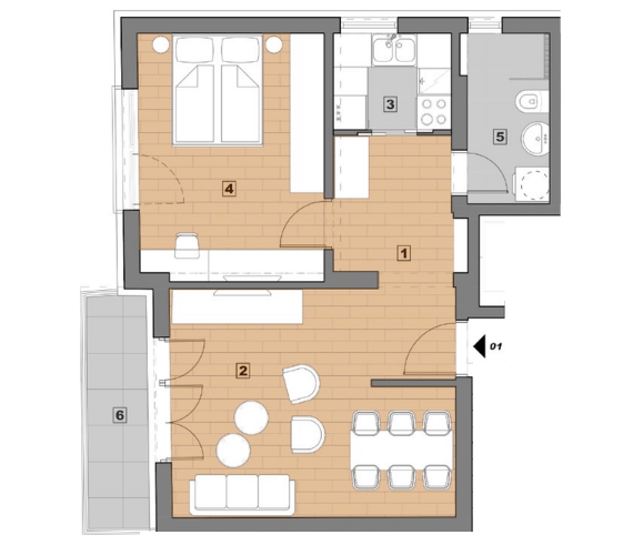 Kod drugog kružnog toka, Jednoiposoban stan na prodaju, 50.27m2, 110.700€