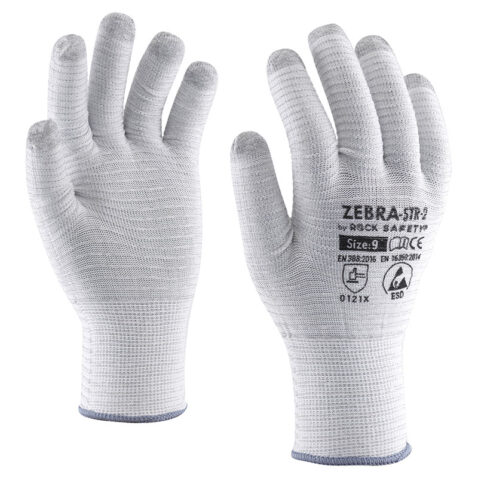 Carbon striped polyester ESD glove without coating