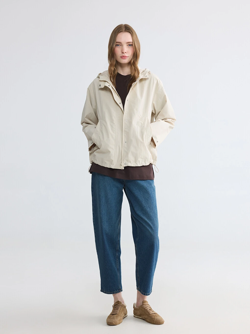 LCW Modest Ženski Kišni Mantil Sa Kapuljačom Oversize Kroja