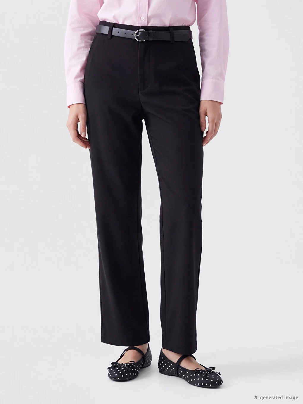 XSIDE Ženske Pantalone Širokih Nogavica Sa Kaišem U Struku