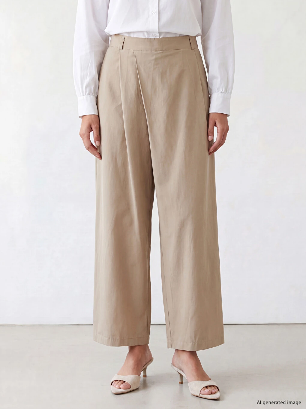 LCW Modest Regular Fit Asimetrične Drapirane Ženske Pantalone