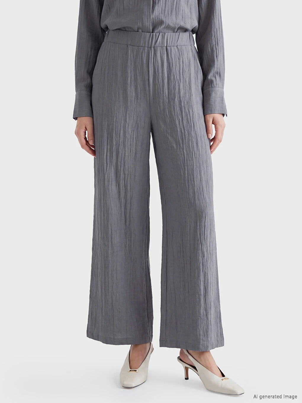 LCW Modest Elastični Struk Teksturirane Ženske Pantalone