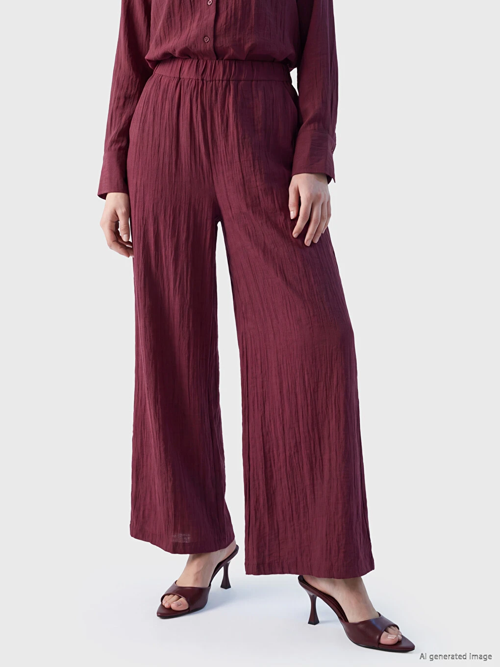 LCW Modest Elastični Struk Teksturirane Ženske Pantalone