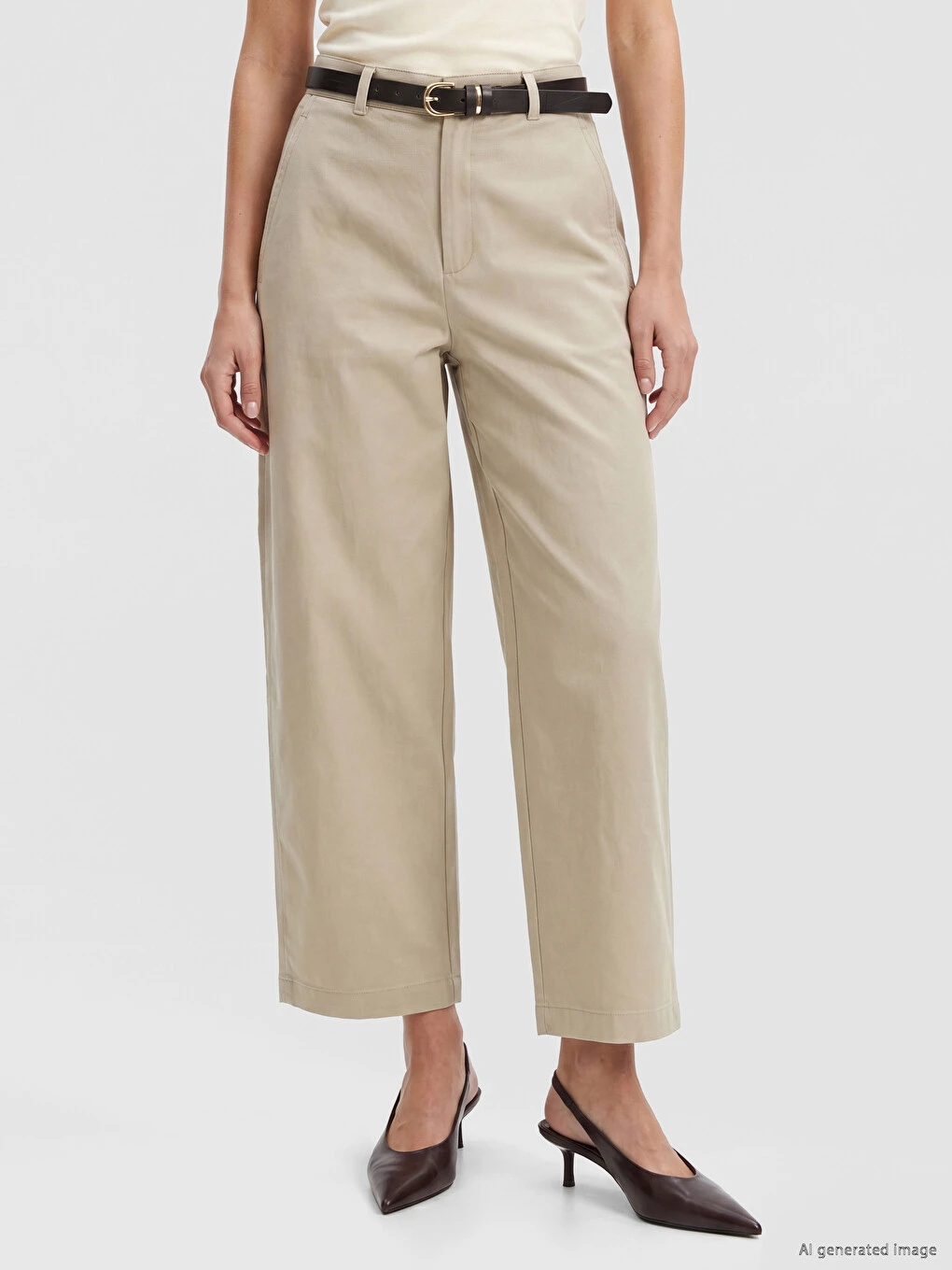 LCW Vision Kaišaste Širokih Nogavica Ženske Pantalone