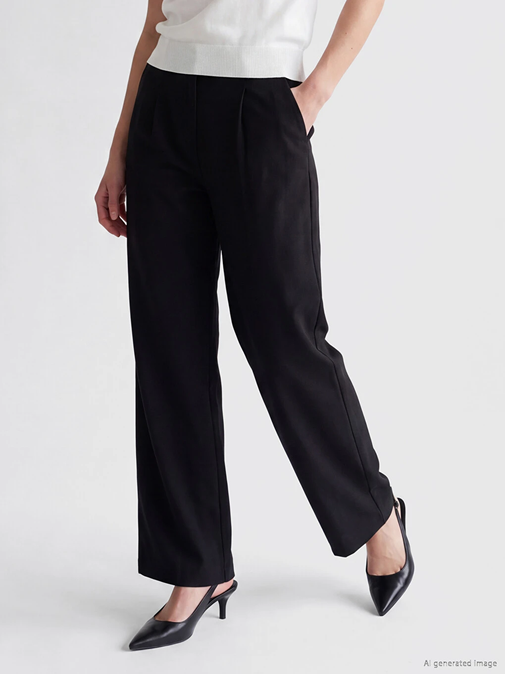 LCW Vision Loose Fit Ženske Plisirane Pantalone Od Tkanine