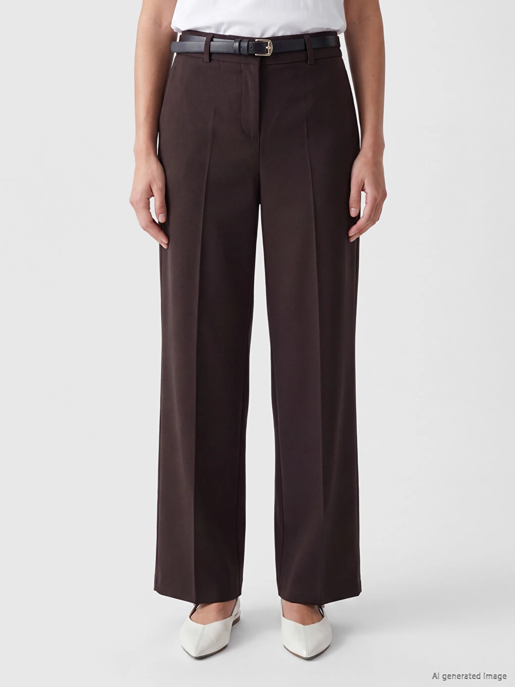LCWAIKIKI Classic Kaišaste Širokih Nogavica Ženske Pantalone