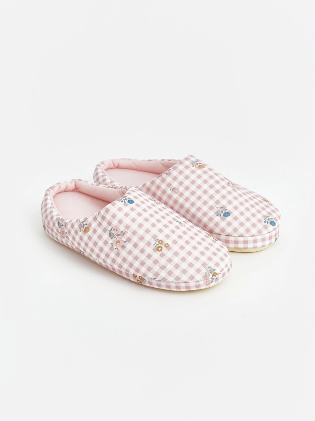 LCW HOME Ženska Kućna Papuča Sa Gingham I Cvetnim Dezenom