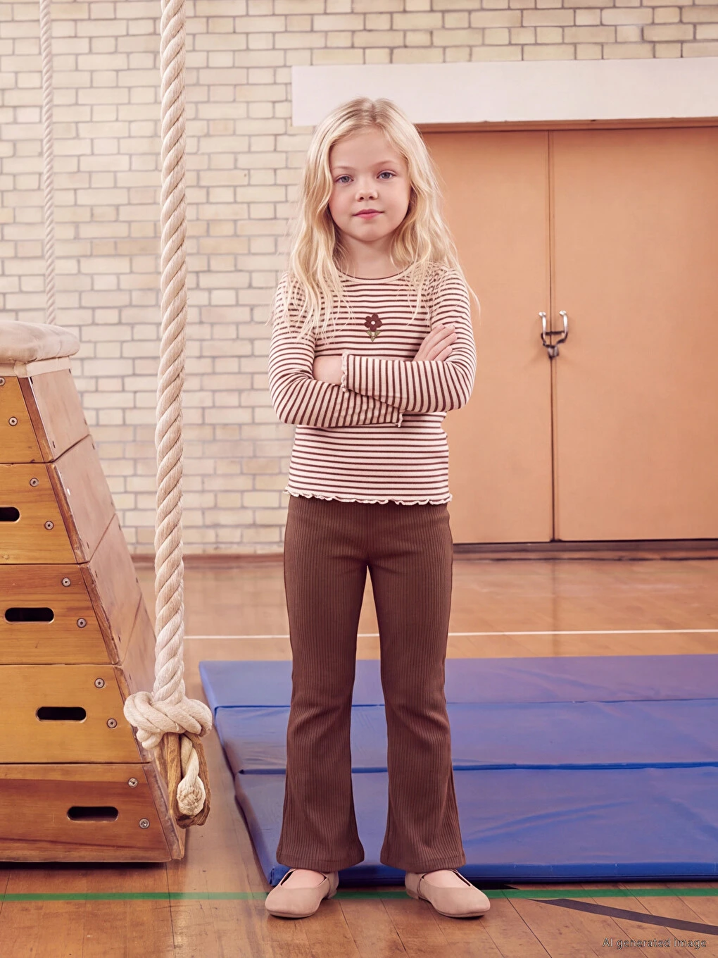 LCW Kids Okrugli Izrez Vezeni Devojački Komplet