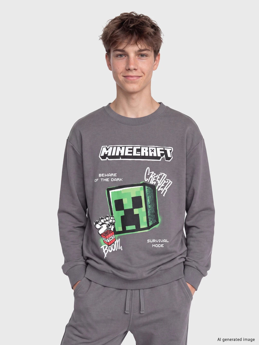 LCW Kids Dečačka Dukserica Sa Okruglim Izrezom Sa Minecraft Štampom