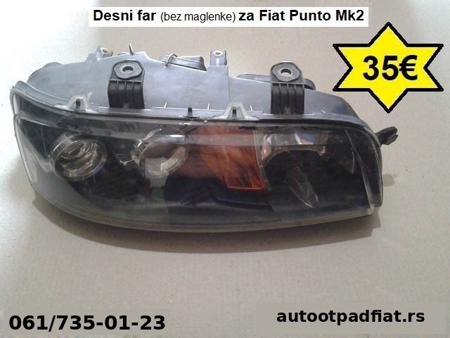 DESNI FAR (BEZ MAGLENKE) ZA FIAT PUNTO MK2