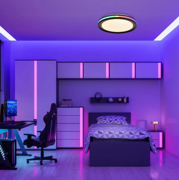 Mantra Gamer Plafon Plafonska lampa crna led 30W 4000K dimabilna