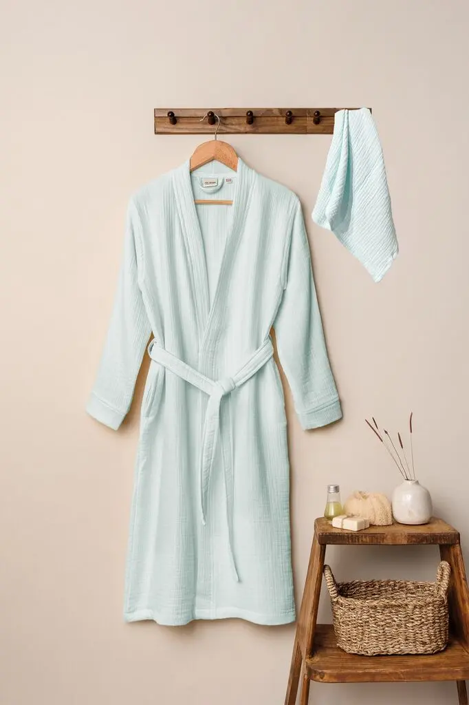 L'essentiel Maison Set bademantil i peškir, Menta