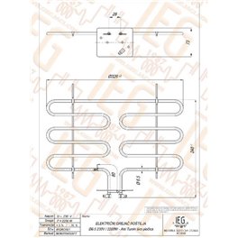 GREJAČ ROŠTILJA TURSKI 2000w ŠIRINA 315mm DUŽINA 310mmPRIRUBNICA 80 x 60