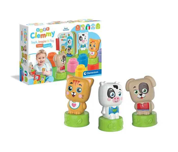 Clementoni Clemmy Toi Clemmi, kockice za bebe - životinje, šarene