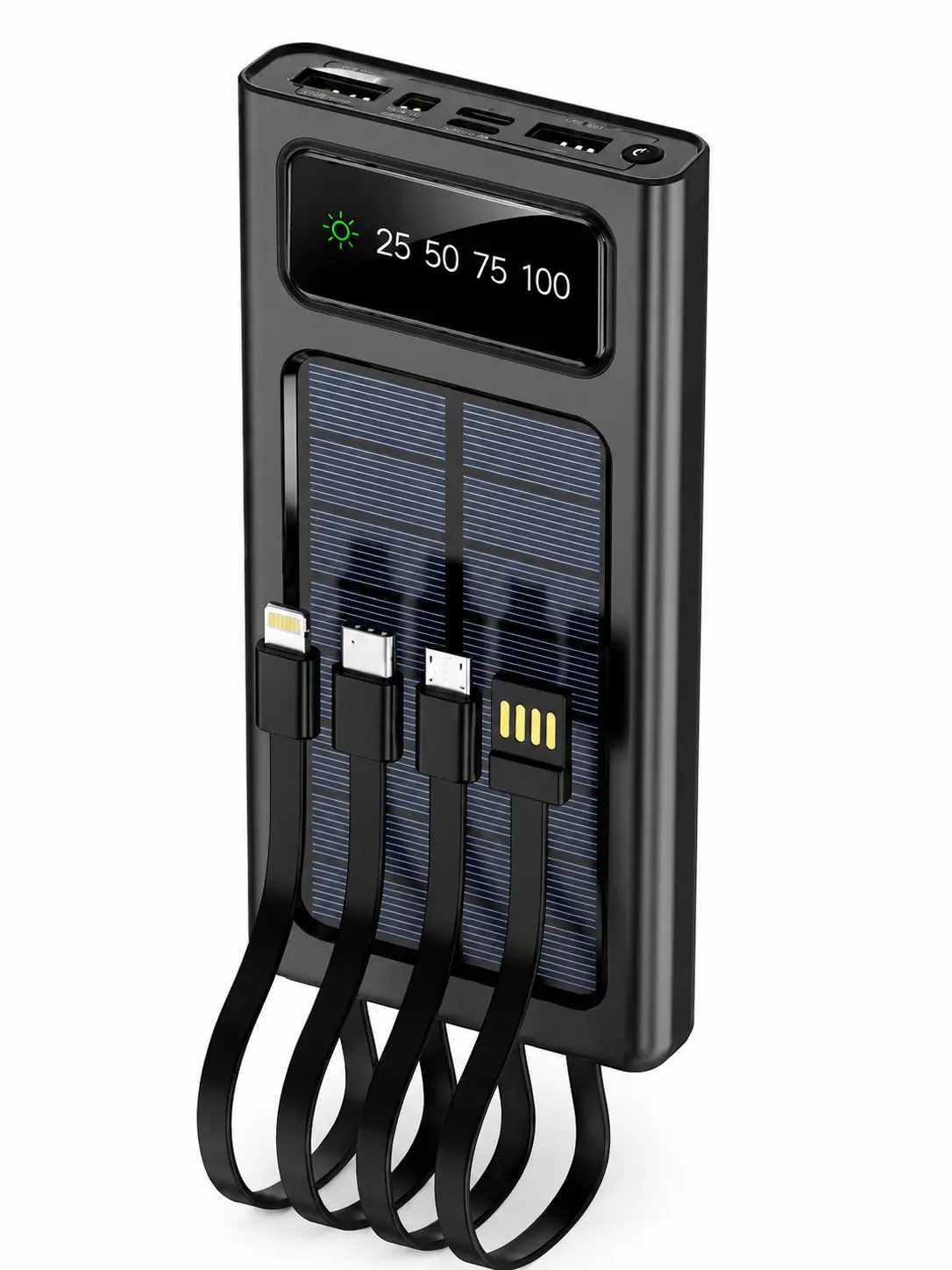 Power Bank Y307 sa solarnim panelom i 4 ugrađena kabla