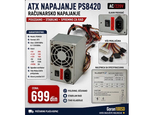 ATX NAPAJANJE PS8420 – RAČUNARSKO NAPAJANJE, 220V
