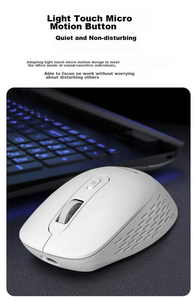 Venfish Bežični AI miš, 2.4GHz, Bluetooth, Beli