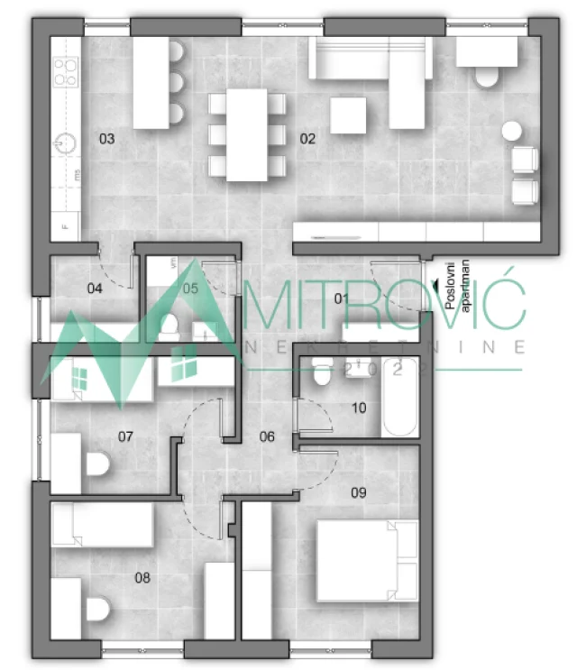 Poslovni apartman sa krovnom terasom i parkingom, 84m² (Šifra:1004544)
