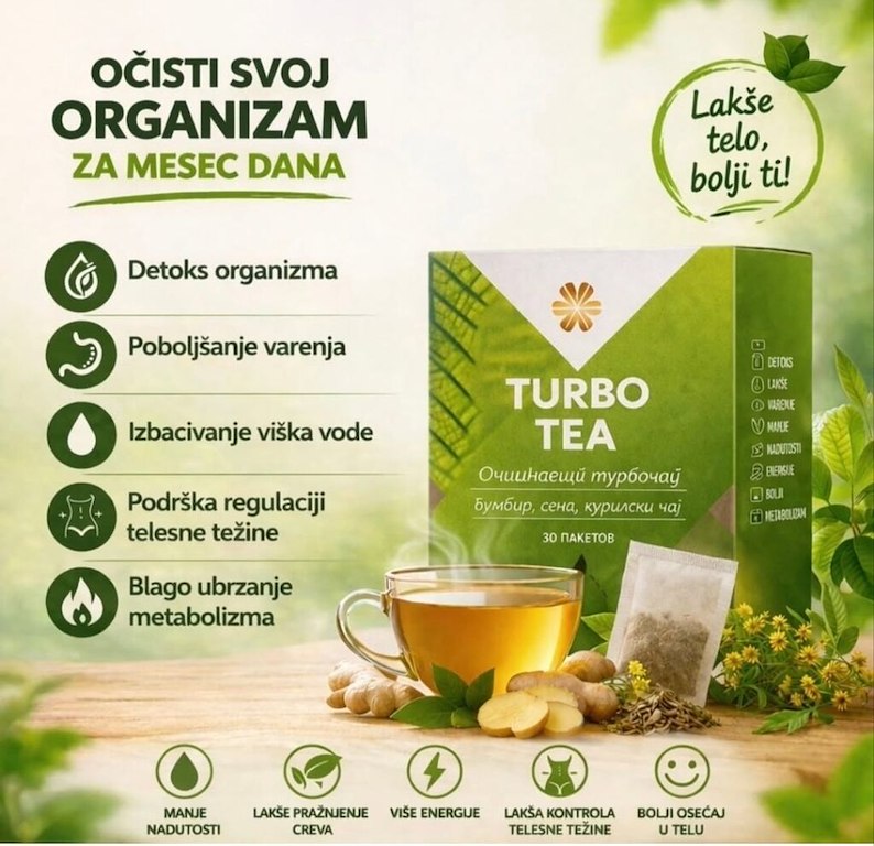 Turbo Tea – biljni čaj za detoks i olakšanje varenja - Sastav