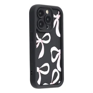 IPHONE 12 PRO MAX STYLISH SHOCKPROOF TPU CASE WITH RAISED EDGES - BLACK / BIG BOW