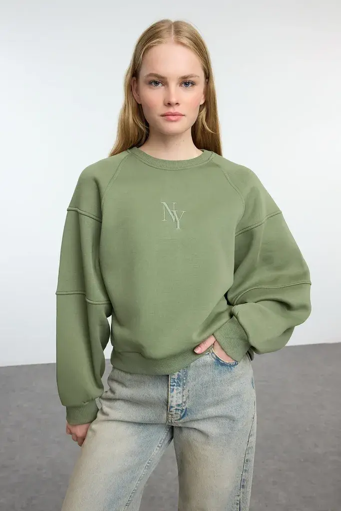 Trendyol Milla ženski duks TWOAW24SW00199, maslinasta-maslinasta
