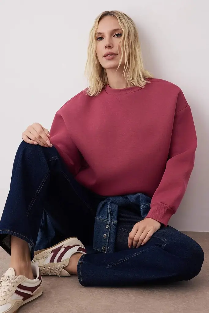 Trendyol Milla ženski duks Twoaw24Sw00102, Dried Rose-Pink