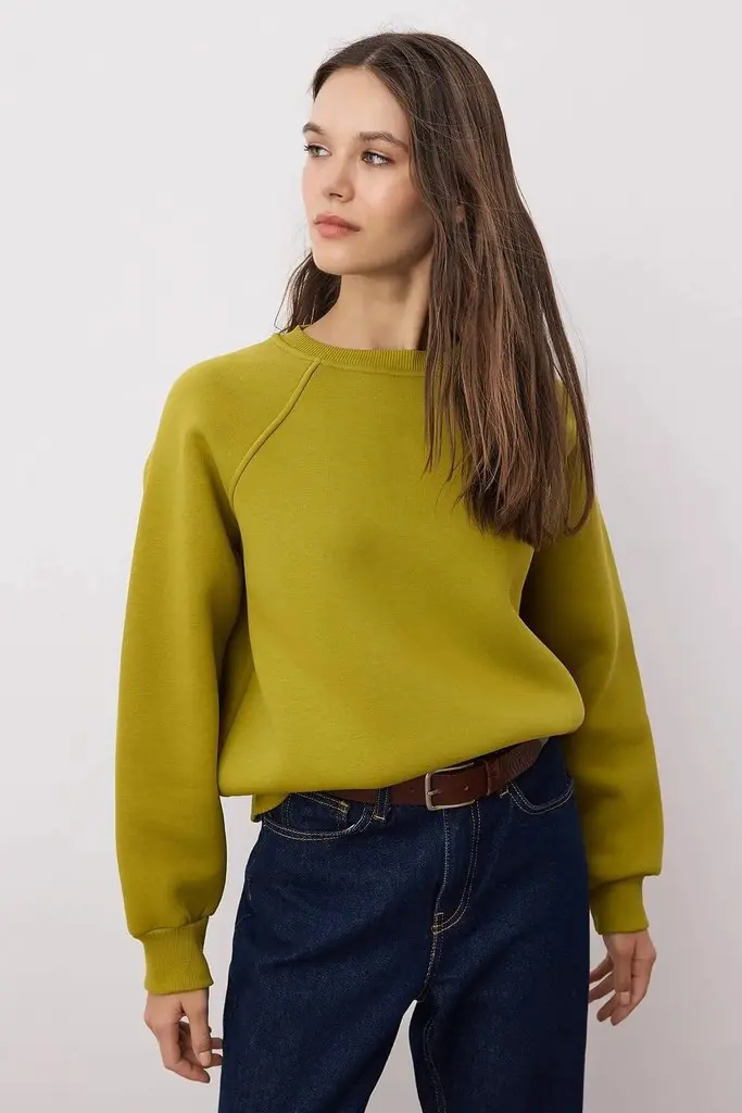Trendyol Milla ženski duks Twoaw24Sw00104, Maslinasto zelena
