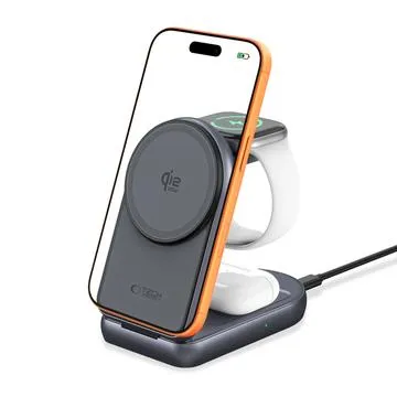 TECH-PROTECT A53 3-IN-1 MAGSAFE WIRELESS CHARGER 25W QI2.2 - DARK GREY