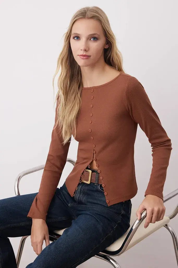 Trendyol Milla ženska bluza Twoaw25Bz00030, smeđa