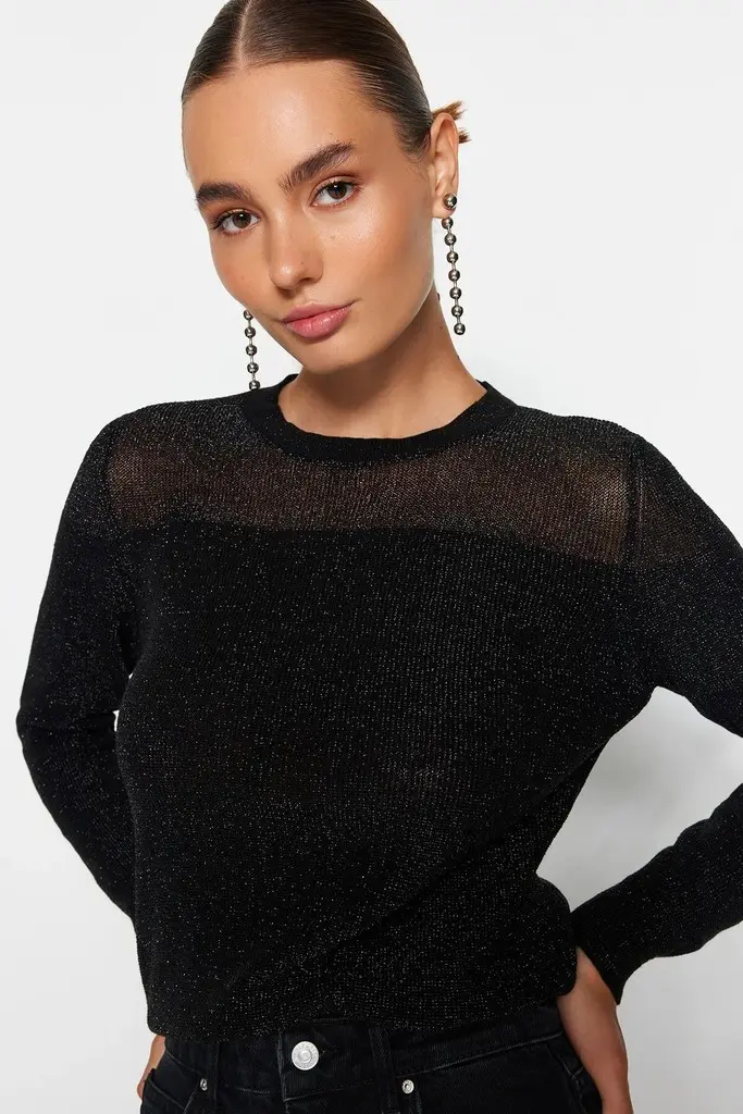 Trendyol Milla ženski duks Twoaw24Kz01023, Crna/Crna