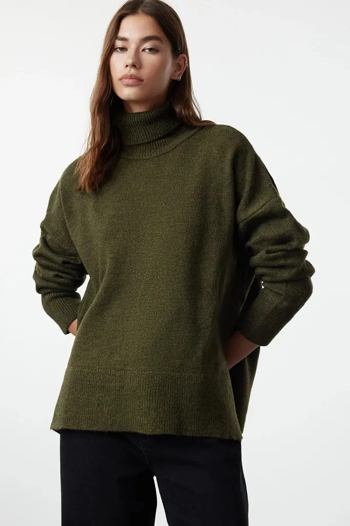 Trendyol Milla Ženski duks Twoaw20Xs0026, Maslinasta