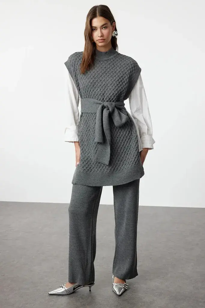 Trendyol Modest Ženski komplet Tctaw24Us00045, Tamnosivi