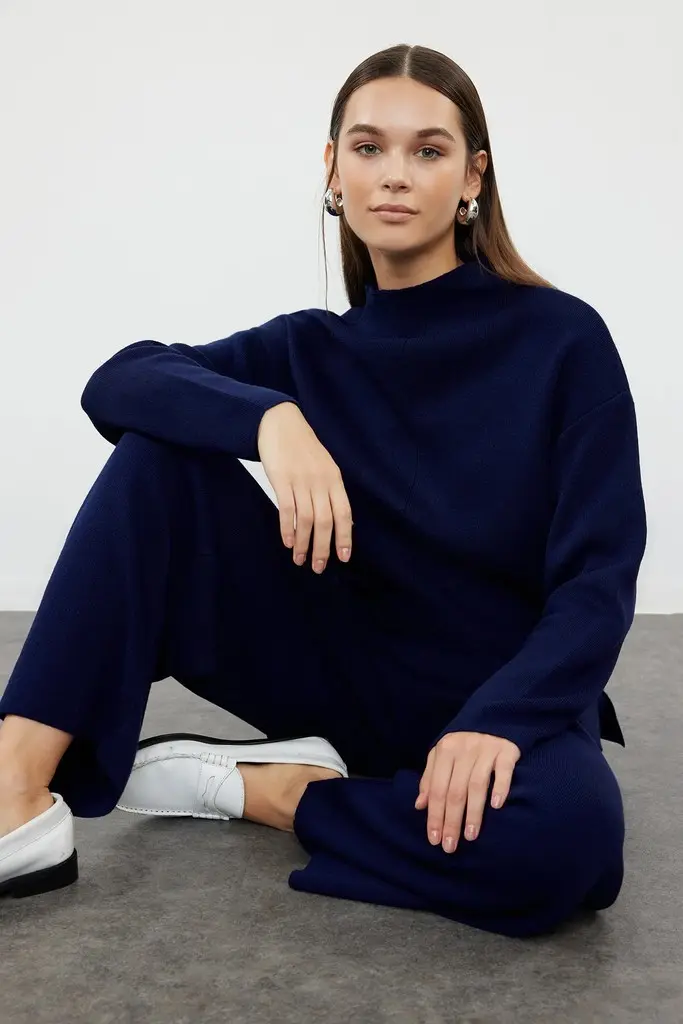 Trendyol Milla Ženski set top i pantalone Twoaw21Au0060, Tamnoplava