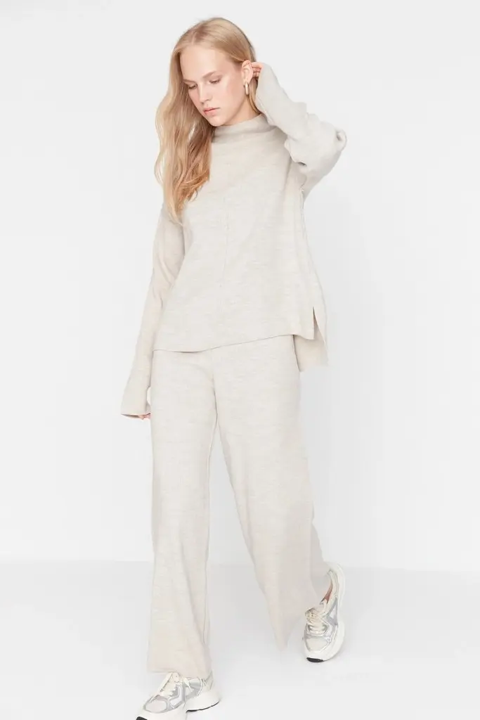 Trendyol Milla Ženski set top i pantalone Twoaw21Au0060, Bež