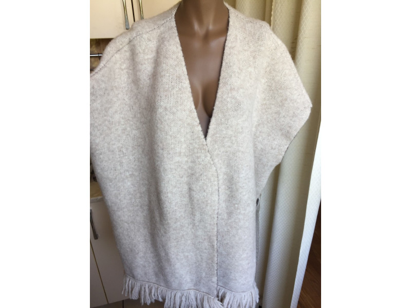 MASSIMO DUTTI prsluk - pončo M OVERSIZE , NOVO , VUNA