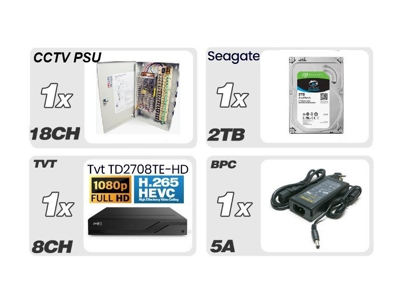 CCTV sistem power box 18CH i Tvt TD2708TE-HD snimač 8CH