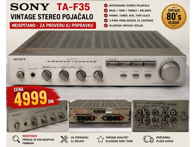 SONY TA-F35 VINTAGE STEREO POJAČALO – NEISPITANO