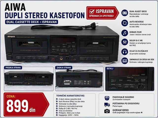 AIWA DUPLI STEREO KASETOFON