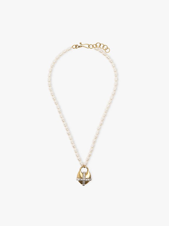 PEARL NECKLACE WITH CROSS PENDANT
