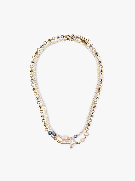 SET OF NECKLACES WITH MULTICOLOR PEARLS