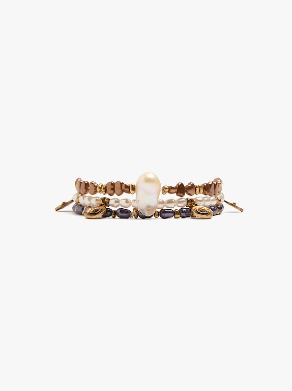 SET OF ELASTIC BRACELETS WITH PEARLS