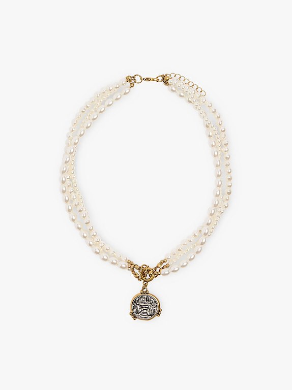 PEARL MULTI-COLLAR WITH MEDAL PENDANT